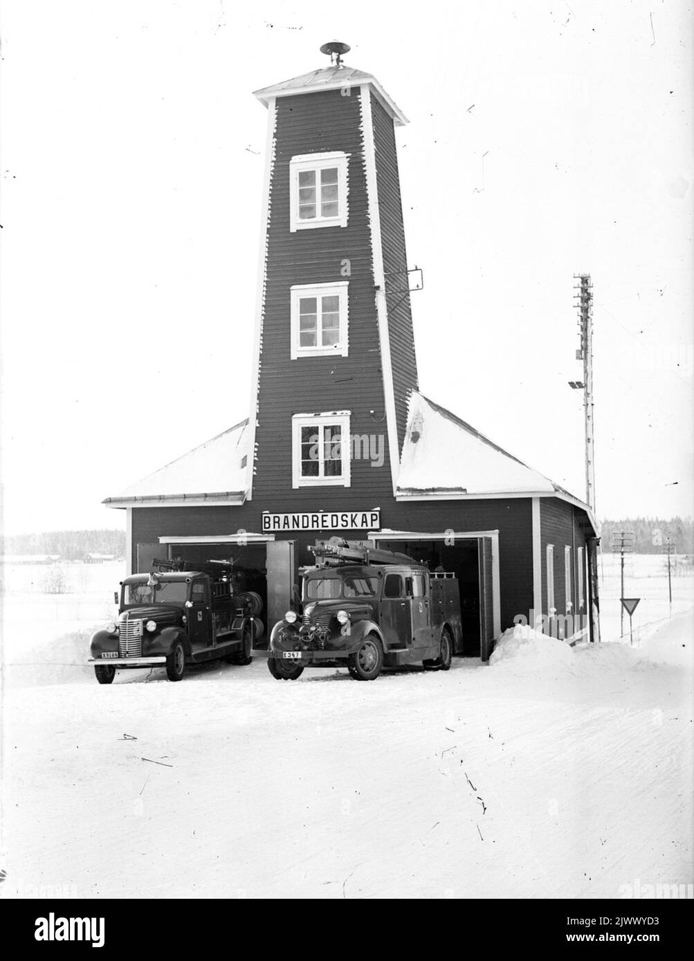 The fire station in Berg, Hamrånge. Photo 1940-50s. Brandstationen i ...