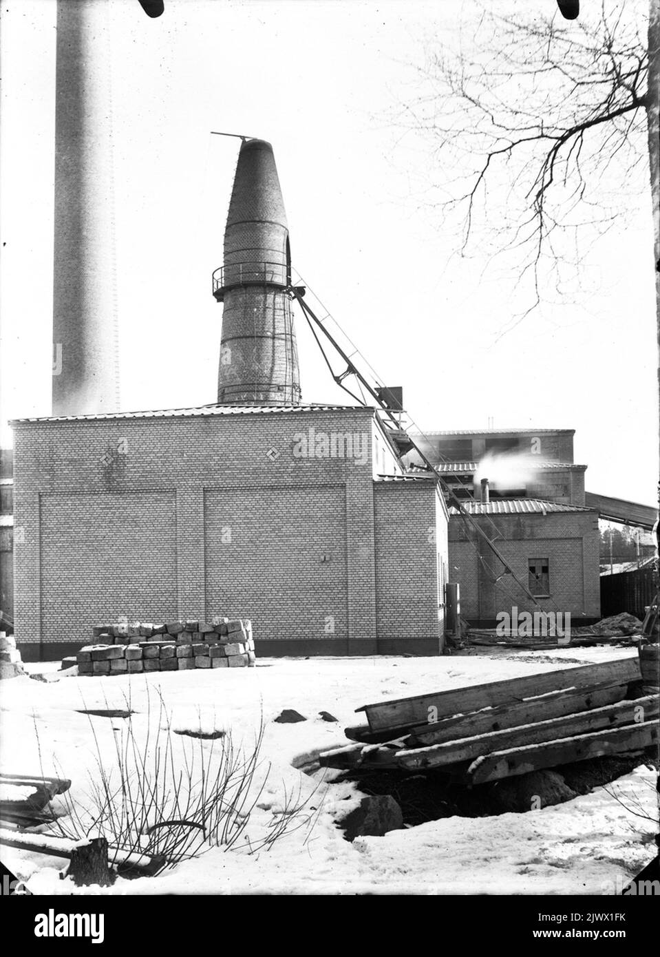 Concrete building construction industrial site Black and White Stock ...