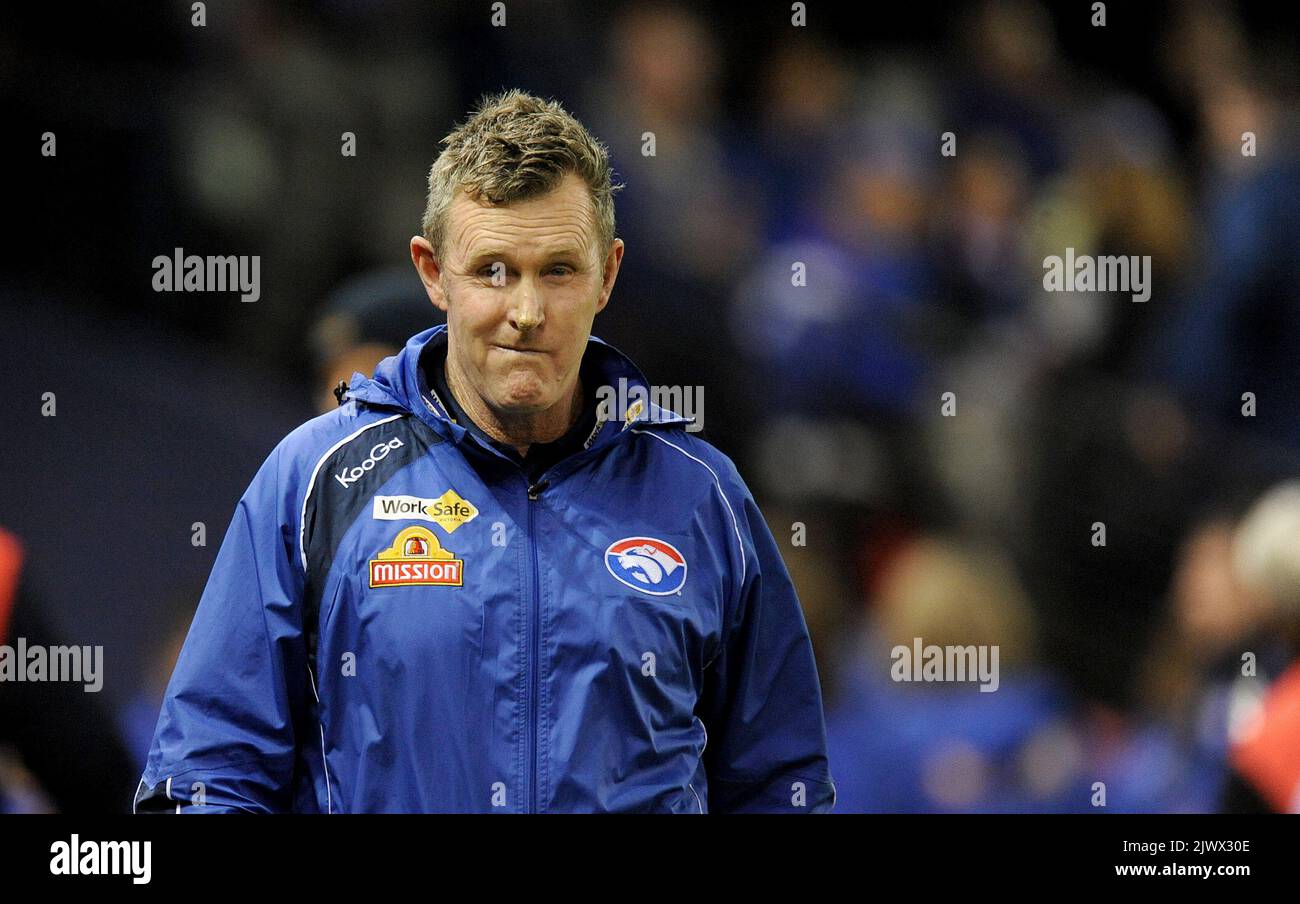 Western Bulldog coach Brendan McCarthey reacts after the team's loss ...