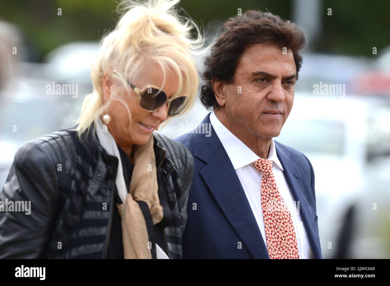 Stefan Ackerie (right) arrives for the funeral of Australian motorsport ...