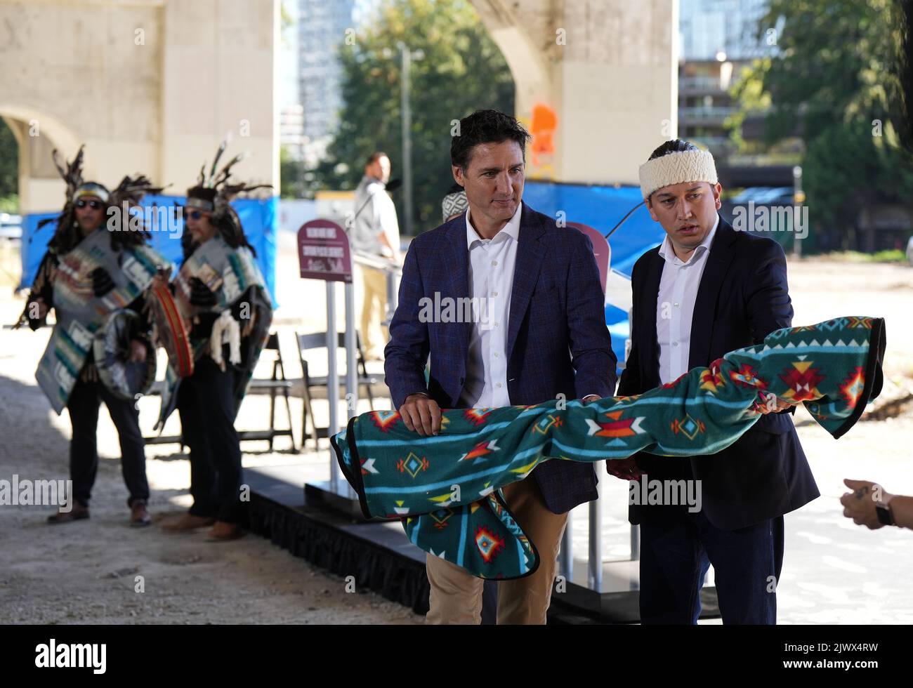 Prime Minister Justin Trudeau and Squamish Nation councillor Khelsilem ...