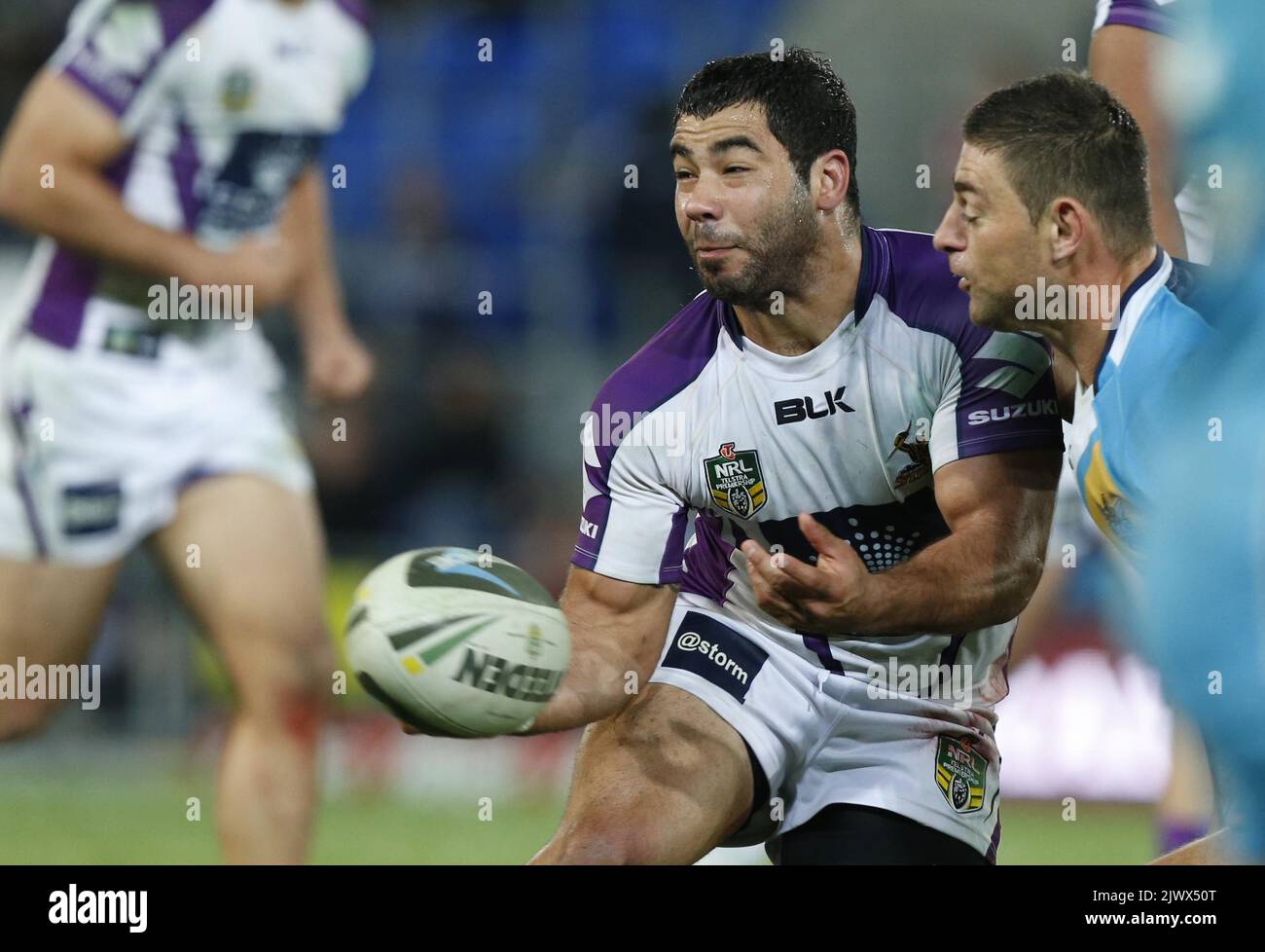 Joel Romelo in action during the NRL Rugby League, Round 14 the match ...
