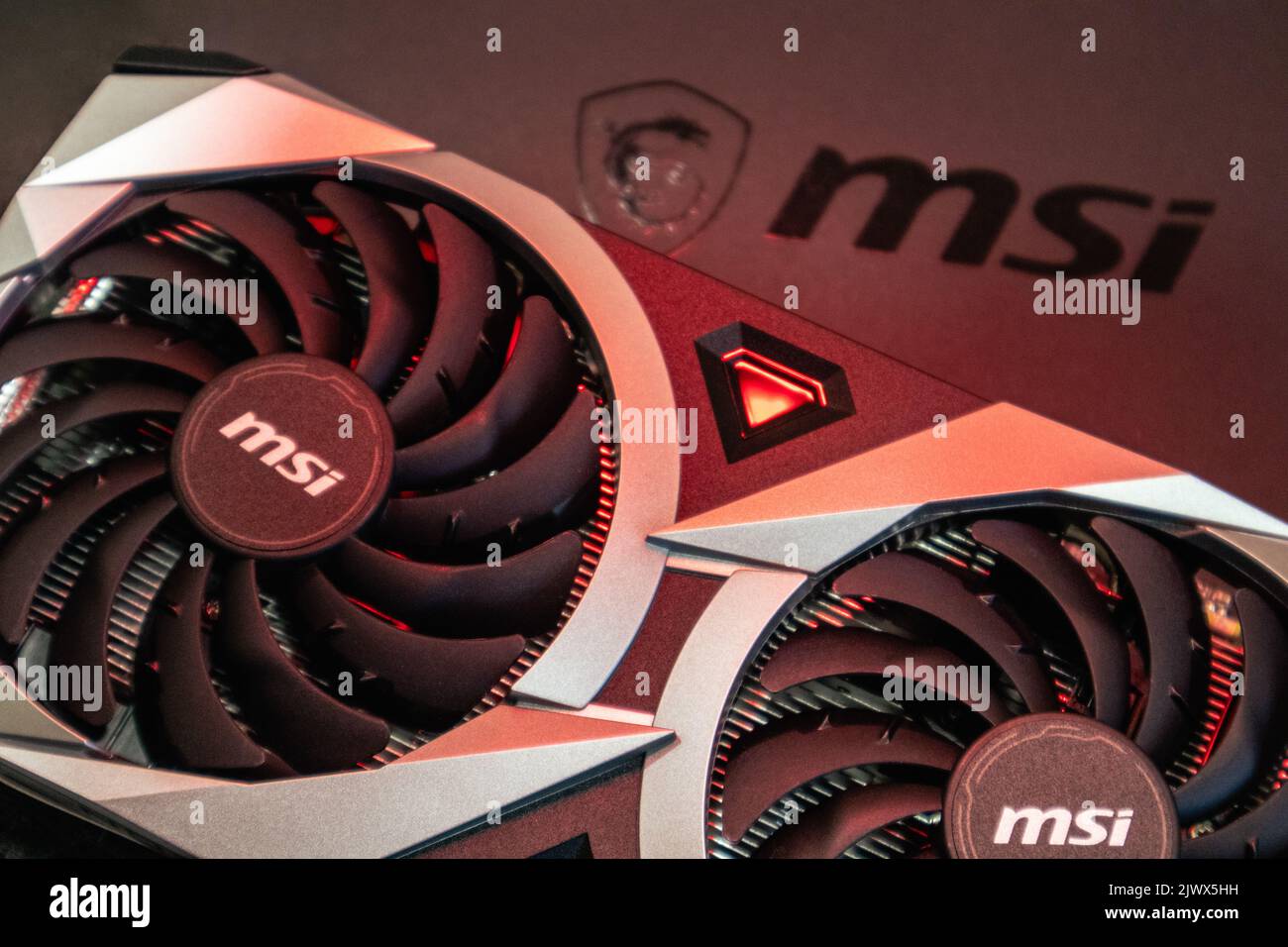 Kyiv, Ukraine - August 19, 2022: MSI MECH 2X graphics video card with ...