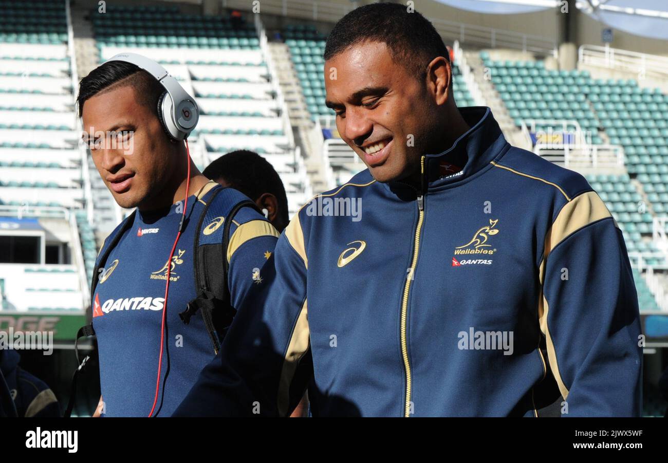 Australian rugby players Israel Folau and Wycliff Palu during their ...