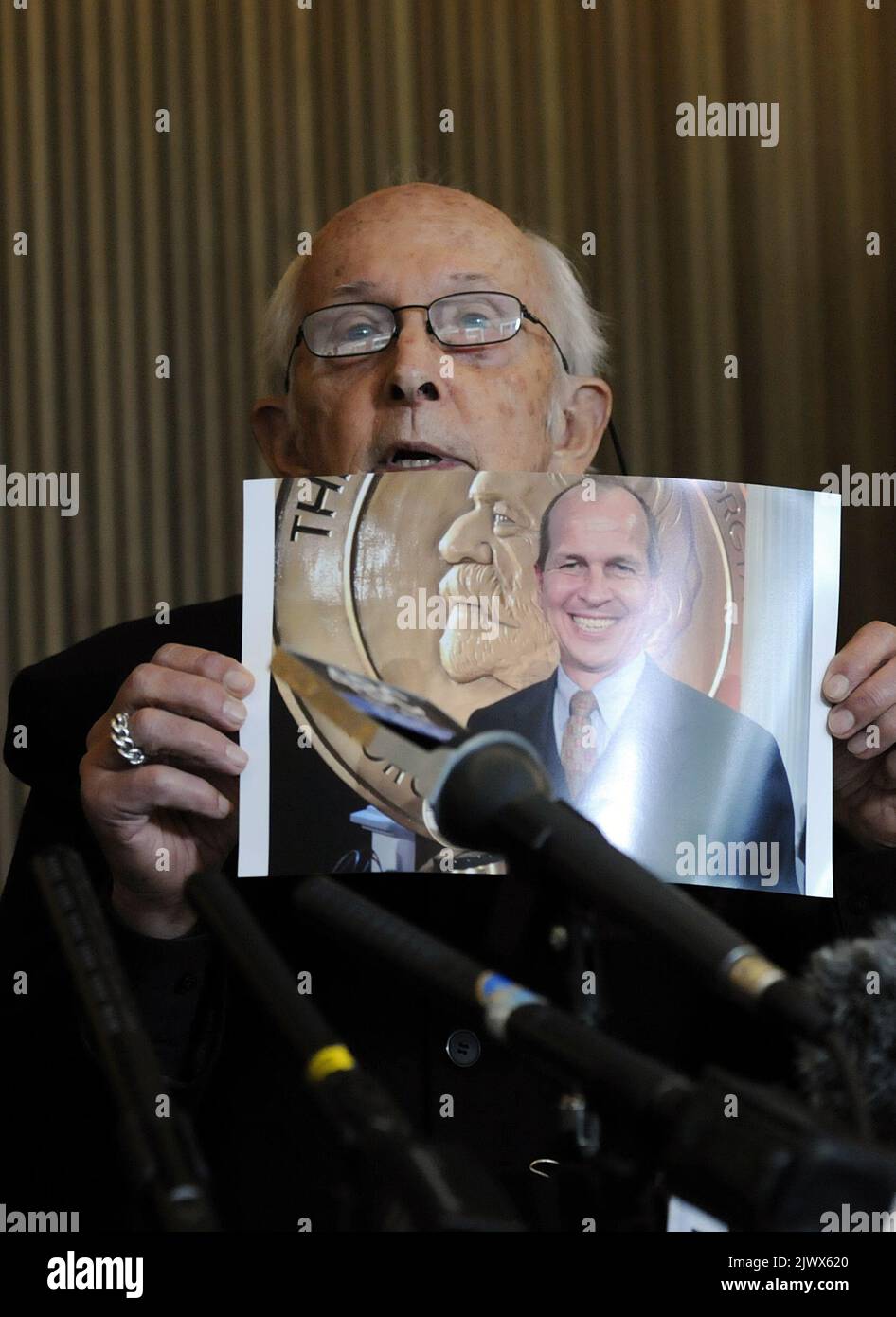 Juris Greste, father of Australian journalists Peter Greste, holds a ...