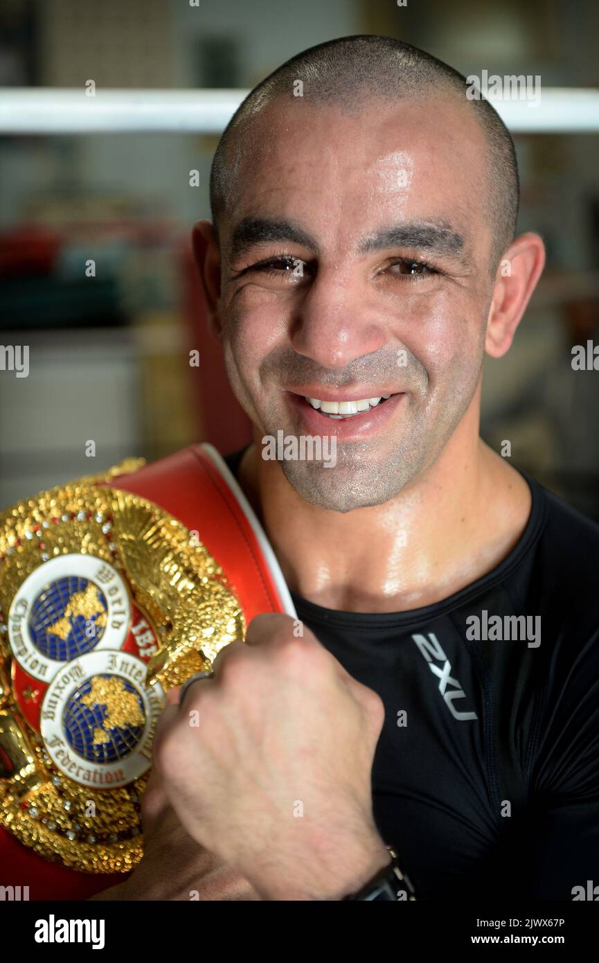 Australian Boxer Sam Soliman poses for a photograph after training ...