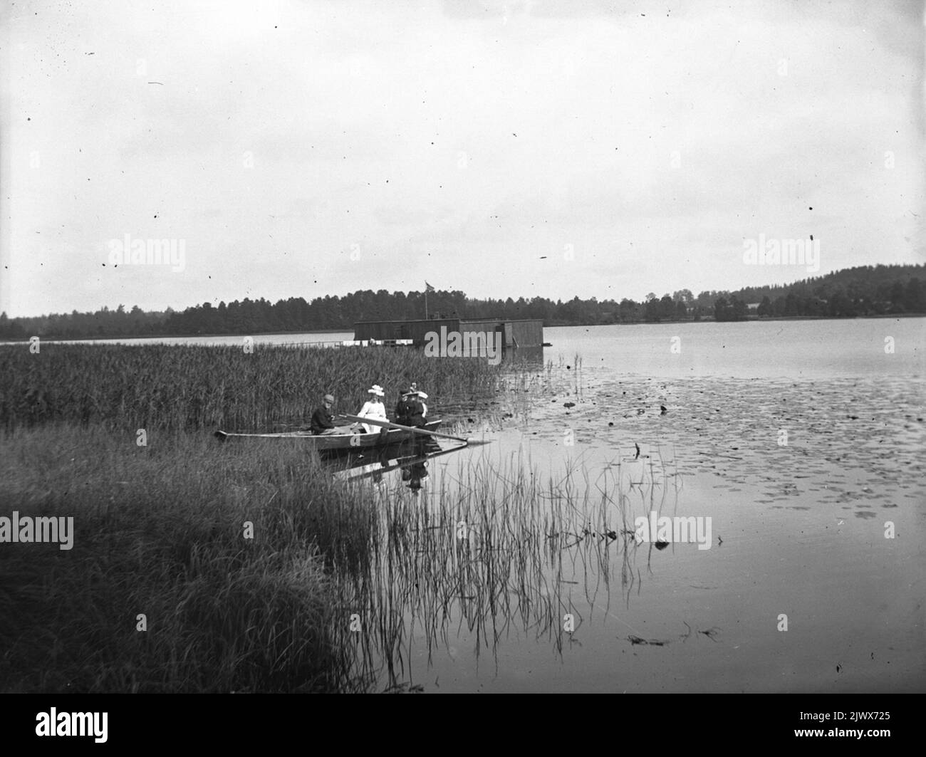 Paddle boat scene Black and White Stock Photos & Images - Alamy