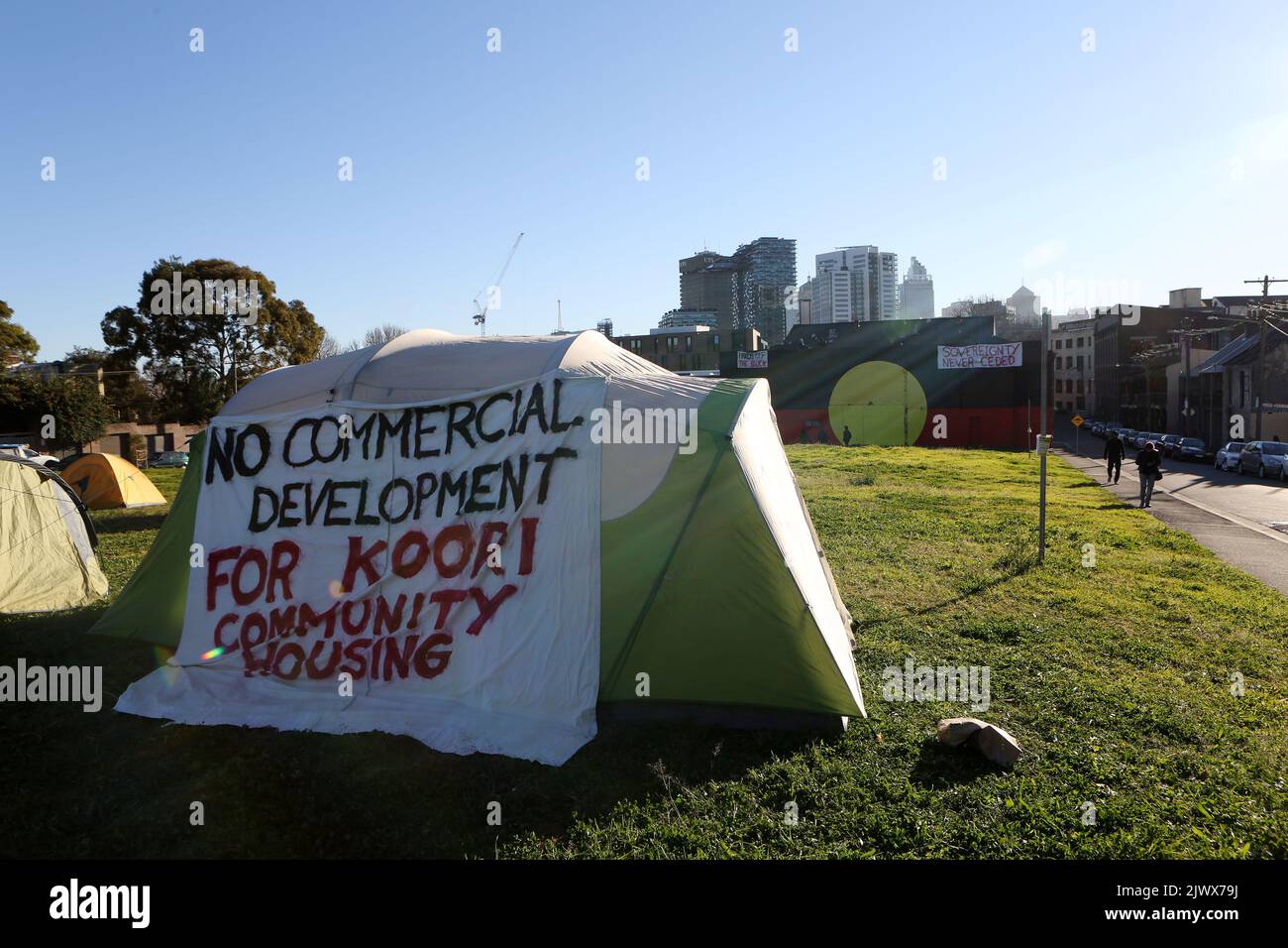 Protestors gather to demonstrate at the tent embassy in Redfern over ...