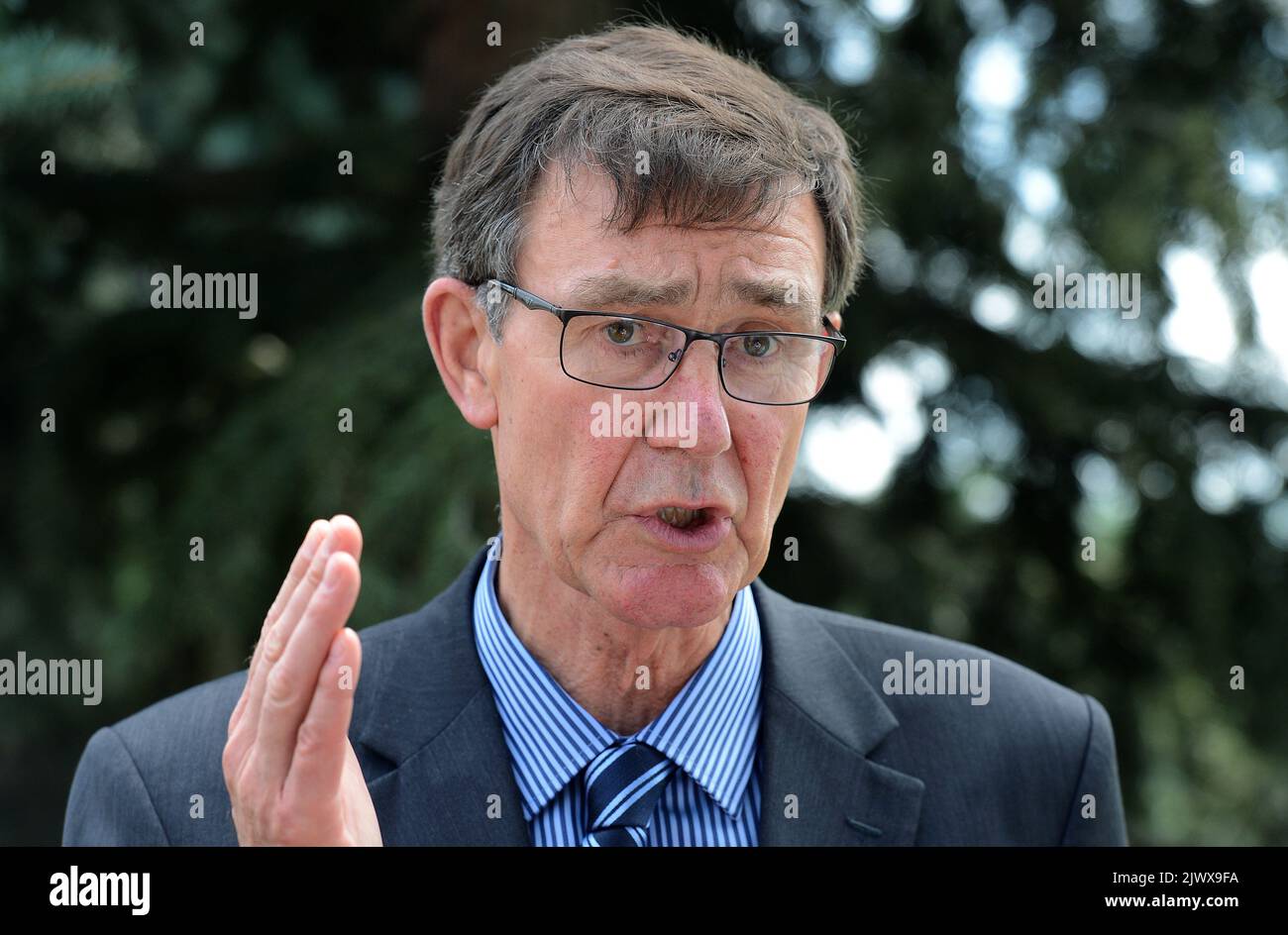 Australia's special envoy Angus Houston speaks to media following a ...