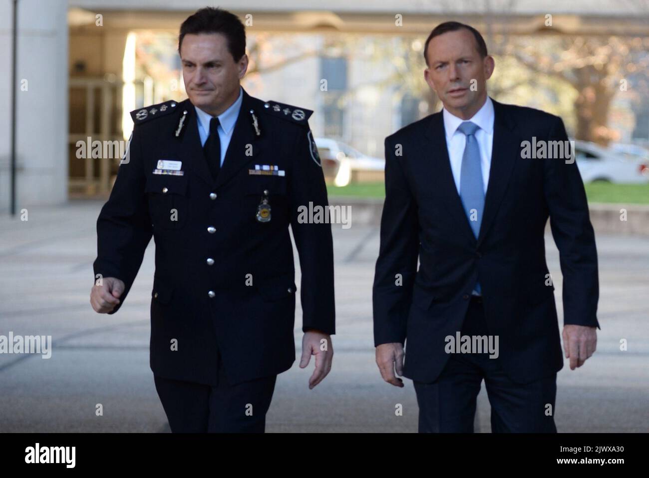 Prime Minister Tony Abbott and Australian Federal Police Commissioner ...