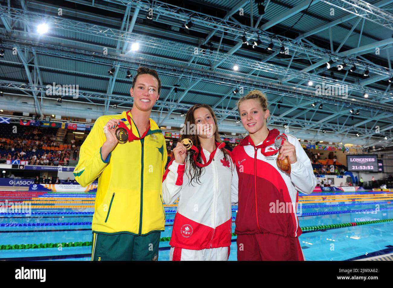 Australian swimmer Emma McKeon with her bronze medal (left) with ...