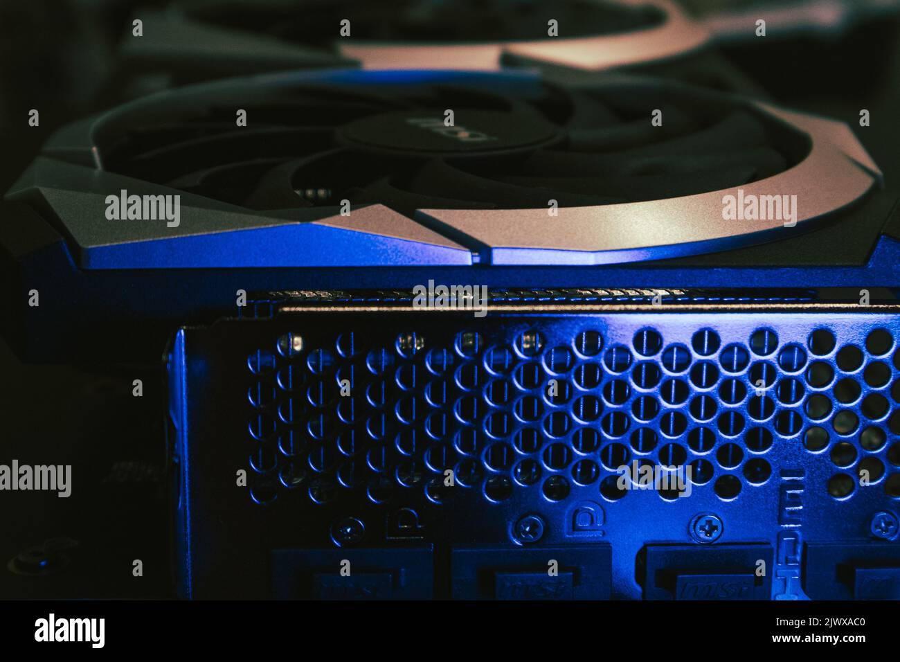 Kyiv, Ukraine - August 19, 2022: MSI MECH 2X graphics video card back ...