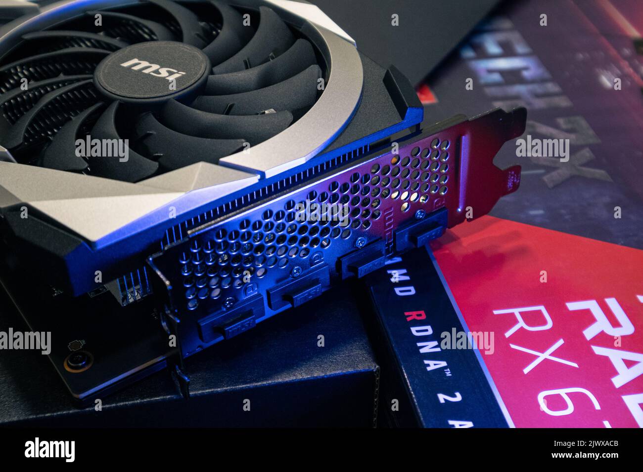 Kyiv, Ukraine - August 19, 2022: MSI MECH 2X with AMD Radeon RX6700XT ...