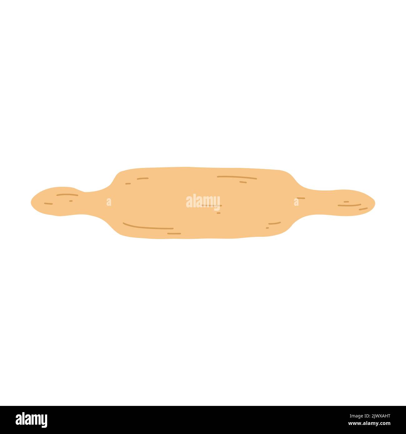 Rolling pin in cartoon flat style. Vector illustration of wood dough ...