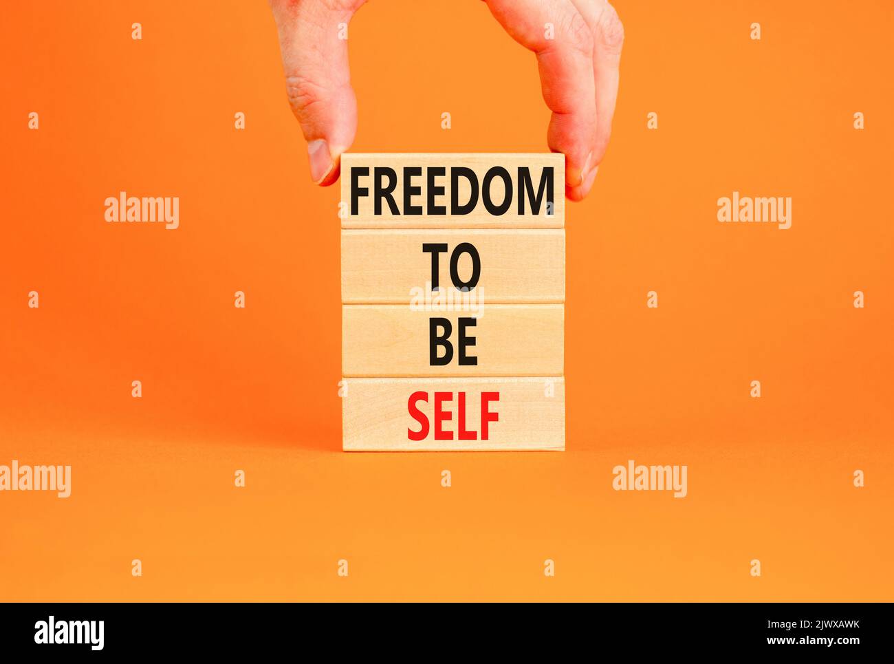 Freedom to be self symbol. Concept words Freedom to be self on wooden ...