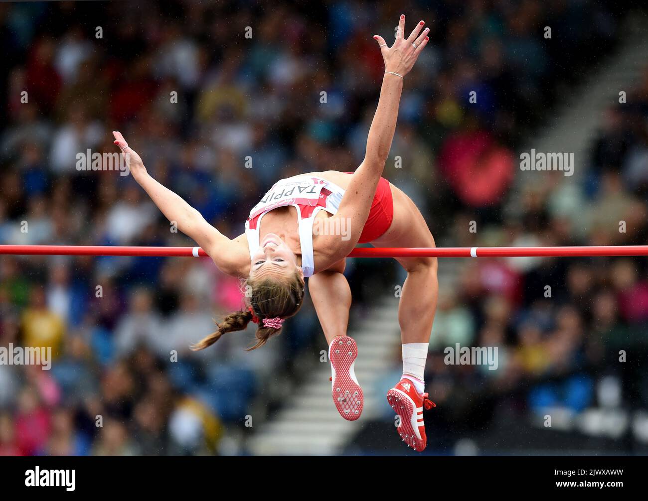 England's Jessica Tappin competes in the Women's Heptathlon High Jump ...