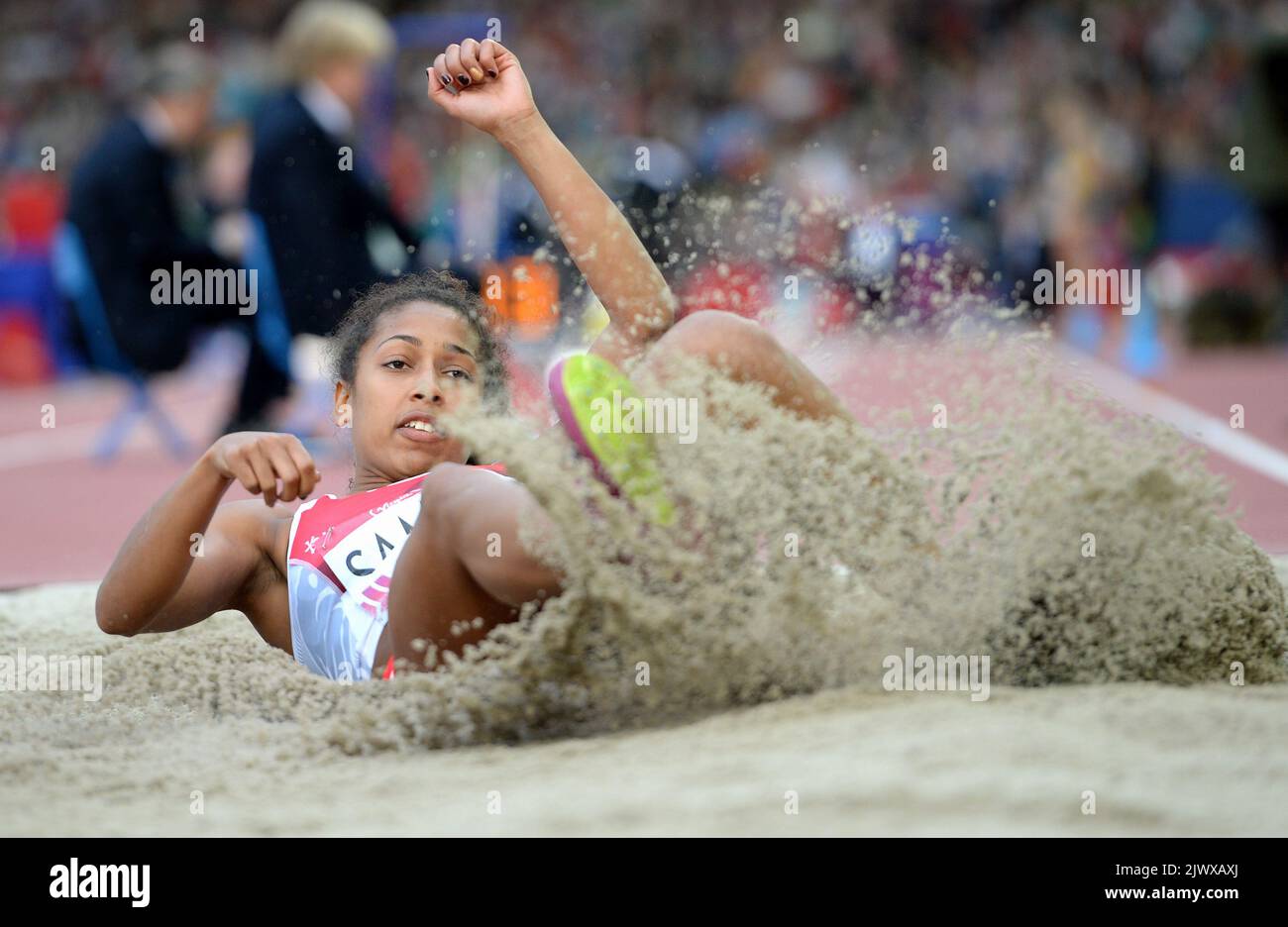 England's Laura Samuel competes in the Women's Triple Jump at Hampden ...
