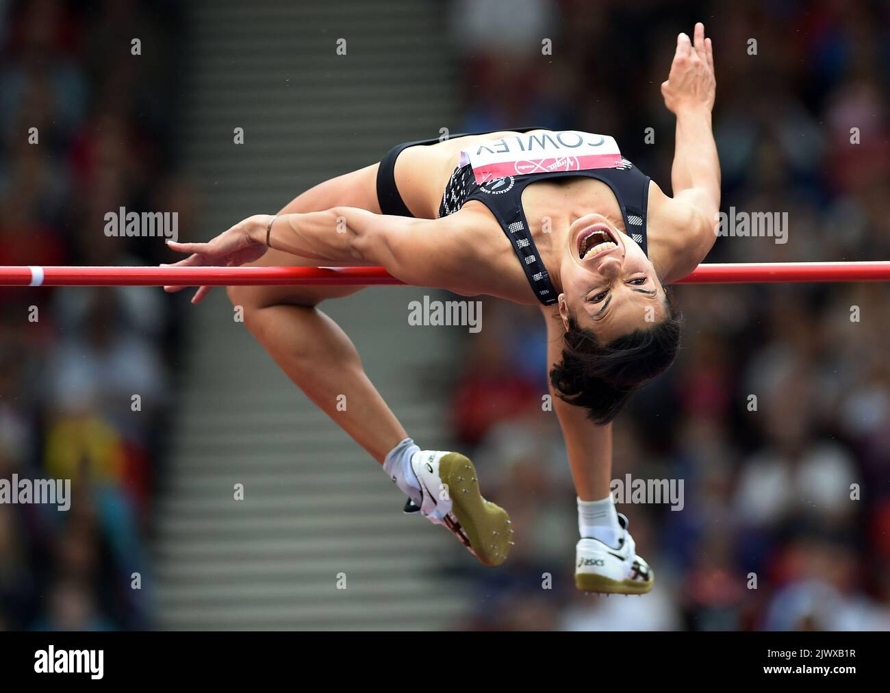 New Zealand's Sarah Cowley competes in the women's High Jump ...