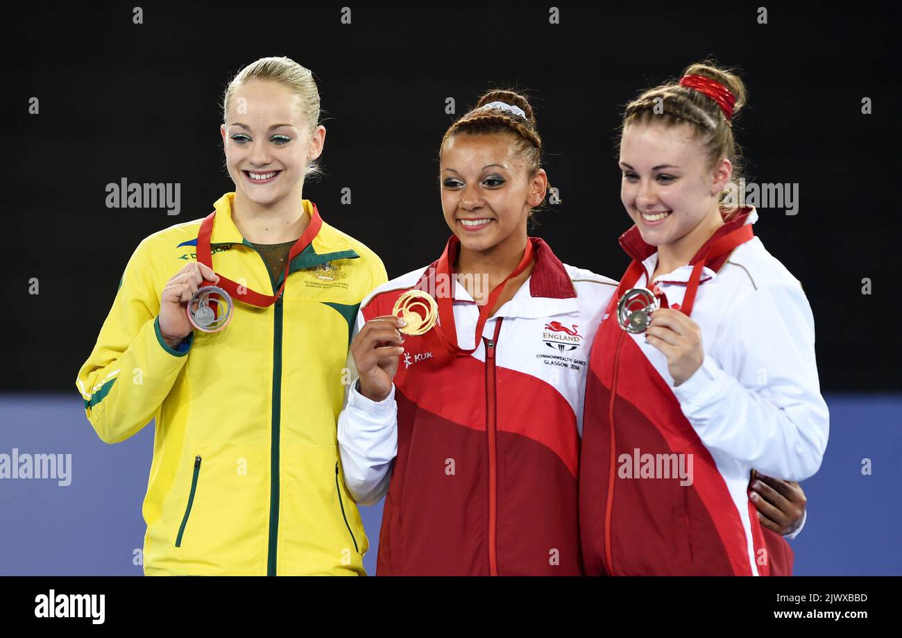 Silver medalist Australian gymnast Larrissa Miller (left) with gold ...