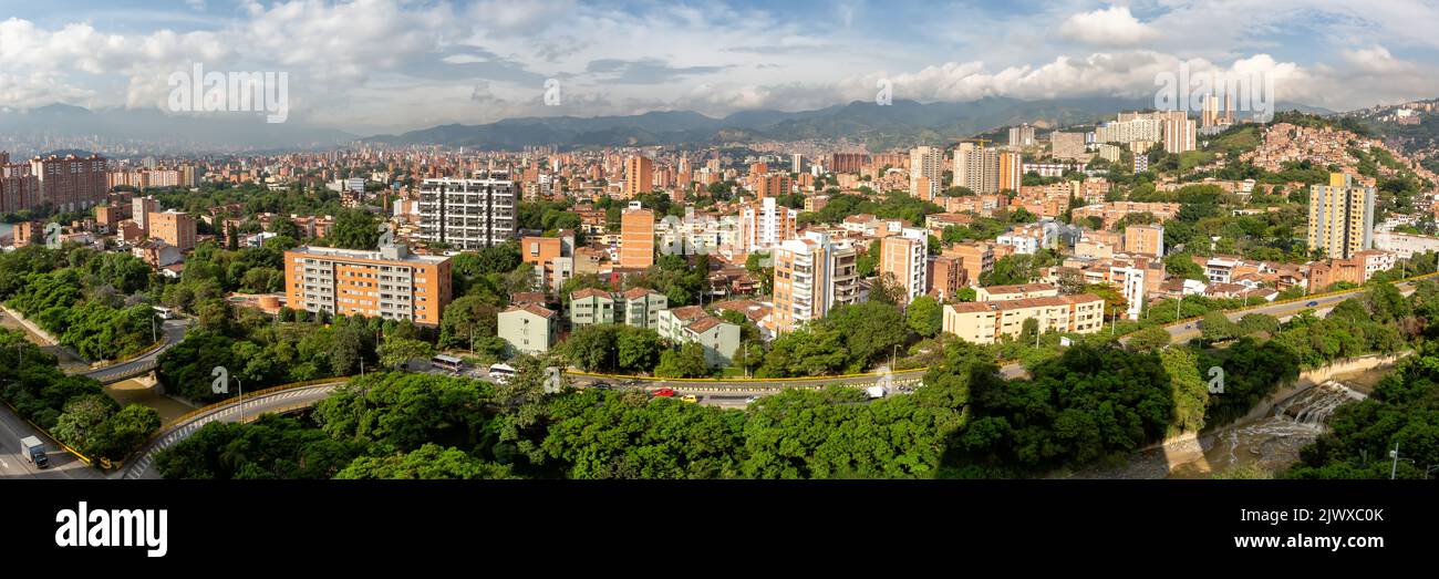 Medellin town city panorama travel traveling view on Robledo and Los ...