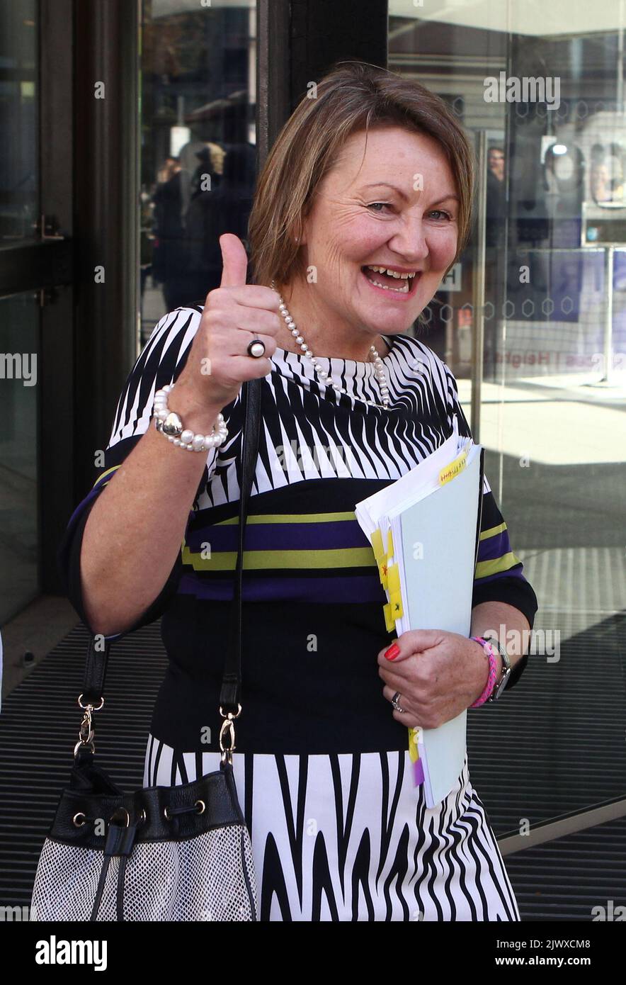 Noelle Dixon the mother of Sarah Cafferkey gives the thumbs up as she ...