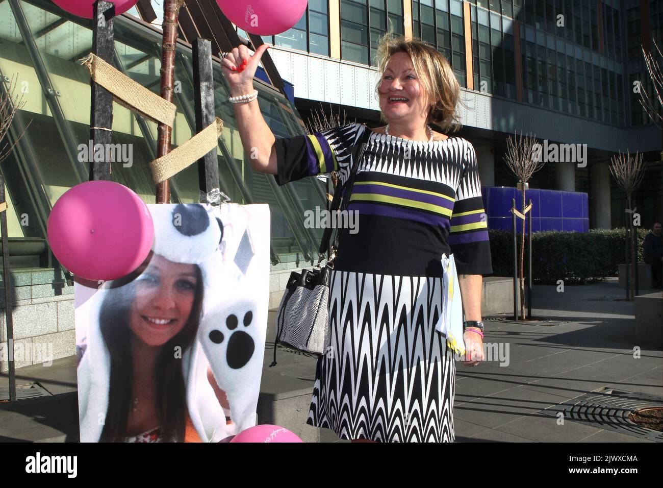 Noelle Dixon the mother of Sarah Cafferkey shows her joy with a ...