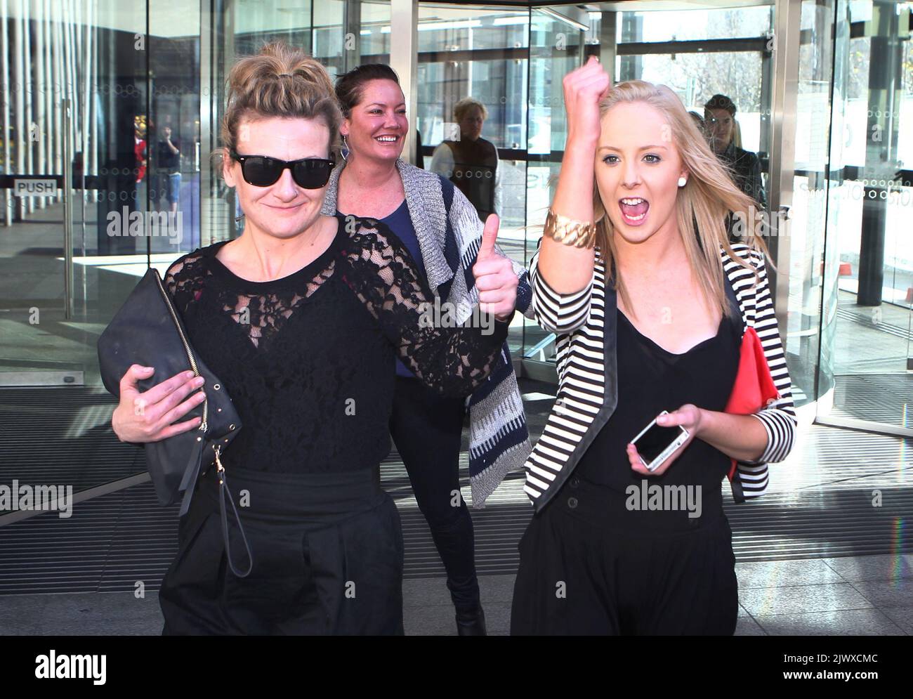 Friends of Sarah Cafferkey cheer as they leave the Melbourne Federal ...