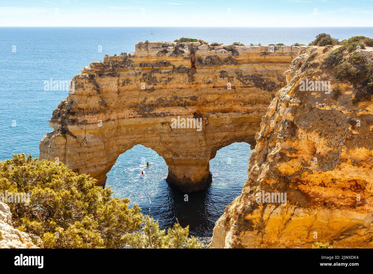 Algarve beach Praia da Marinha heart shape rock formation sea ocean ...