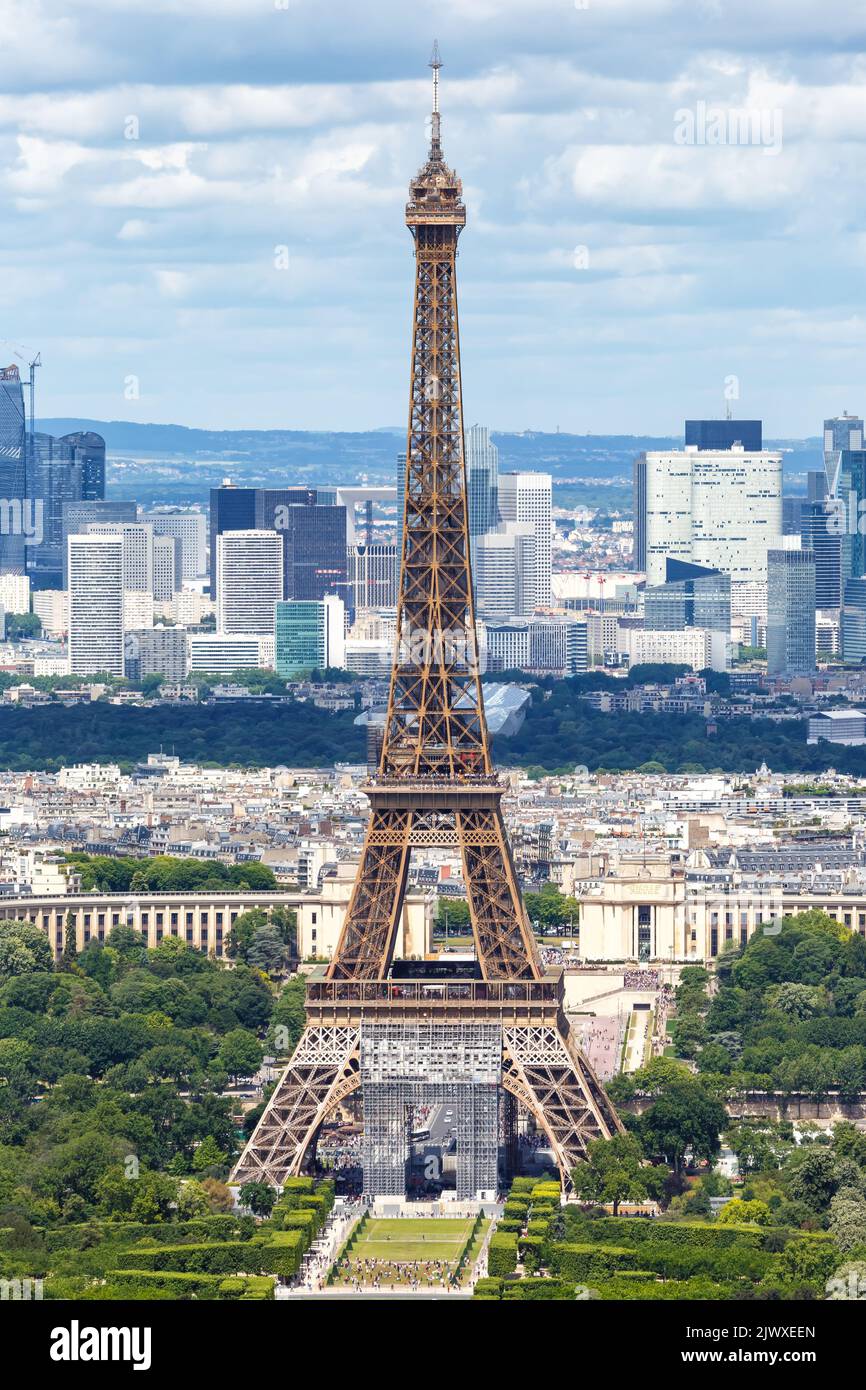 Paris Eiffel tower travel traveling landmark portrait format from above ...