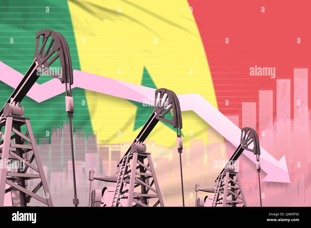 Senegal oil industry concept, industrial illustration - lowering down ...