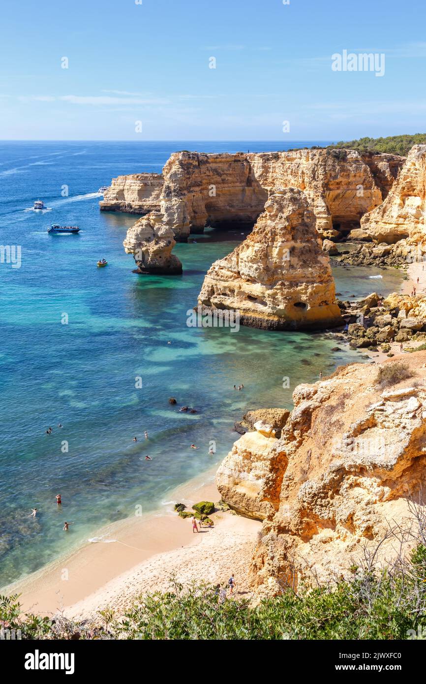 Algarve beach Praia da Marinha sea ocean portrait format travel ...