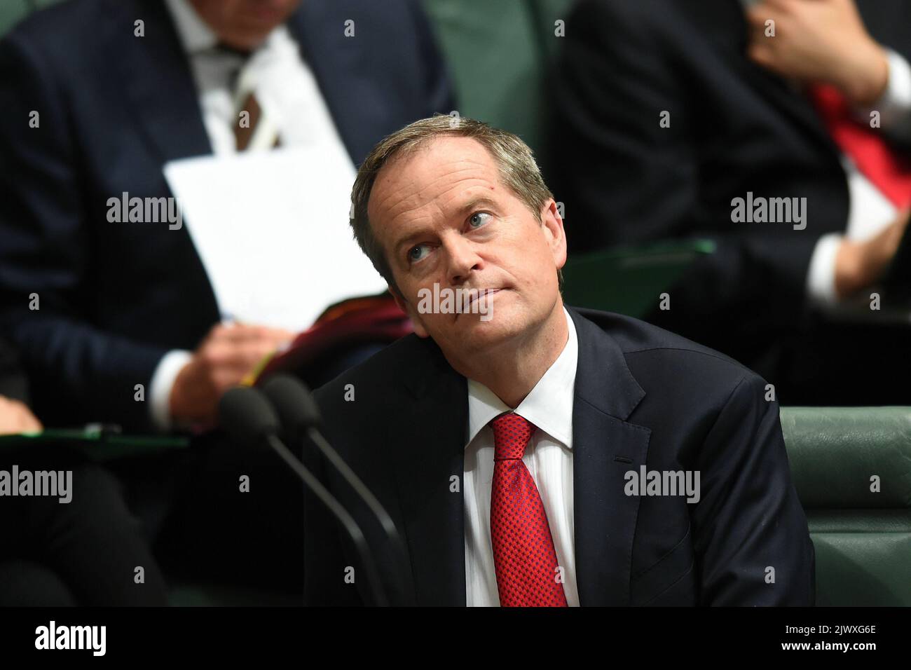 Opposition leader Bill Shorten reacts during House of Representatives ...