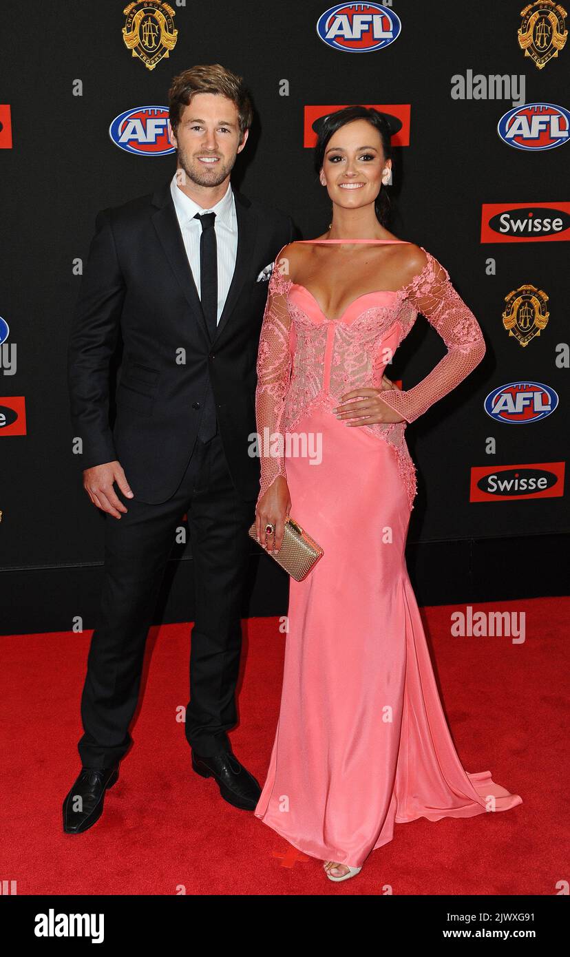 Callan Ward of the Greater Western Sydney and Ruby Keddia, pose for ...