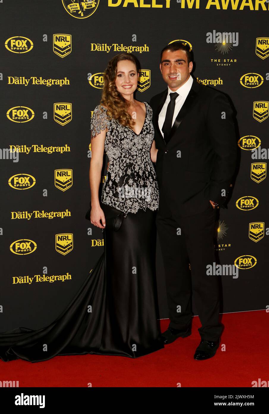 Parramatta Eels player Tim Mannah (R) with his wife Stephanie on the ...