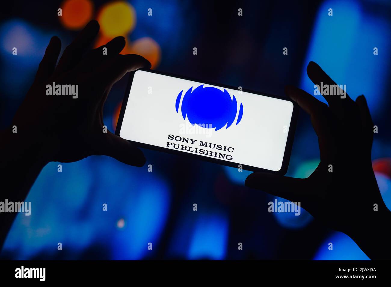 In this photo illustration, the Sony Music Publishing logo is displayed ...