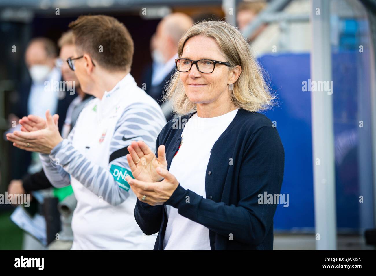 Oslo, Norway. 06th Sep, 2022. Head coach Hege Riise of Norway seen ...
