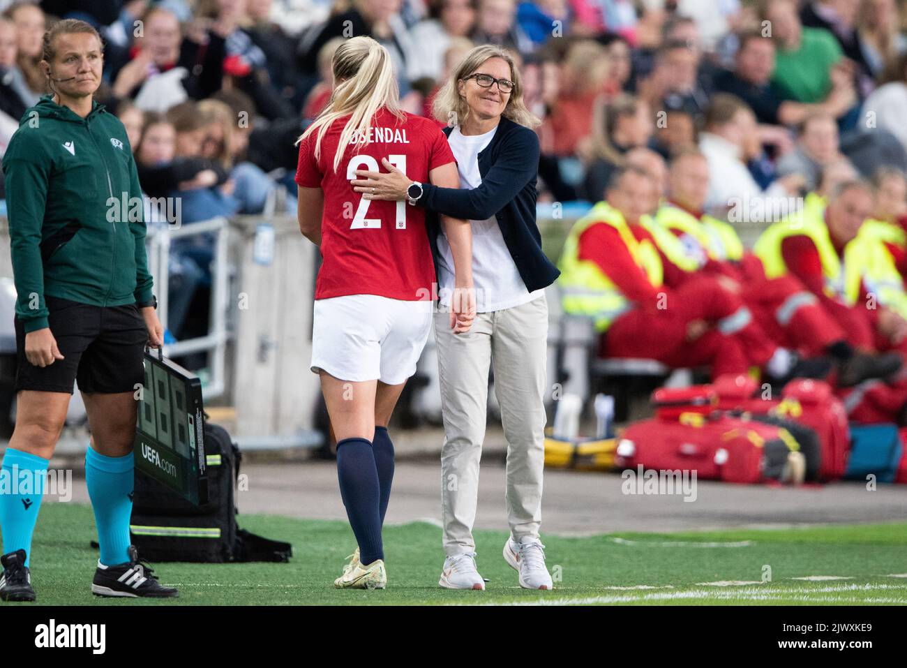 Oslo, Norway. 06th Sep, 2022. Head coach Hege Riise of Norway seen with ...