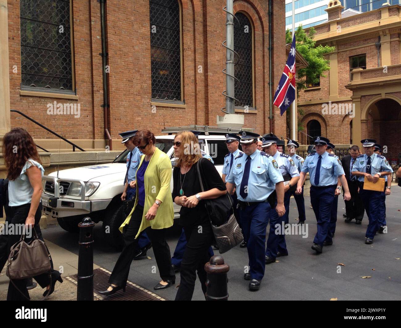 Police and supporters of the victim leave the supreme court after Fiona ...