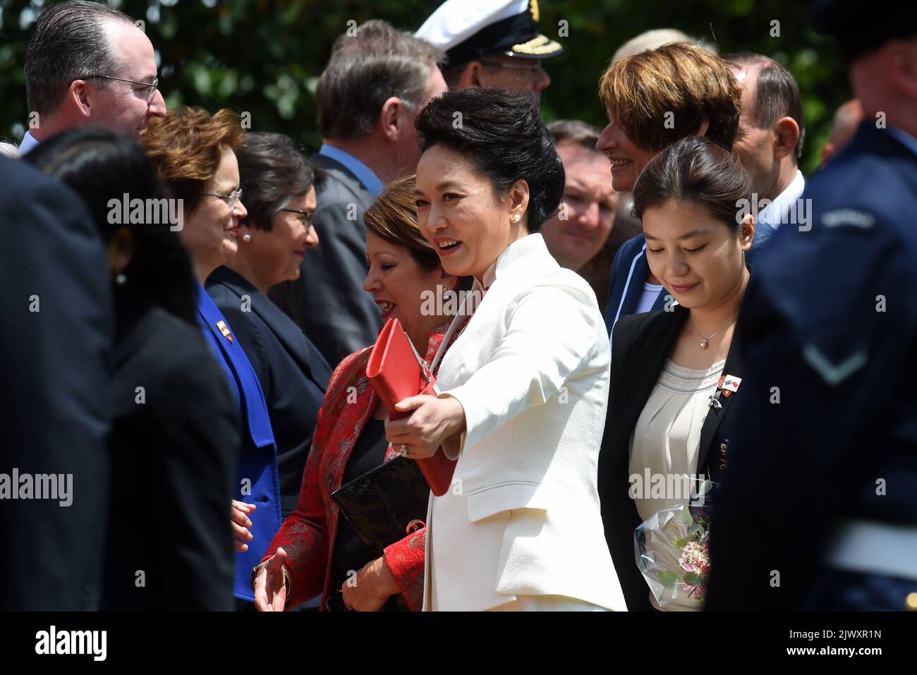 Chinese First Lady Peng Liyuan is seen during a ceremonial welcome for ...