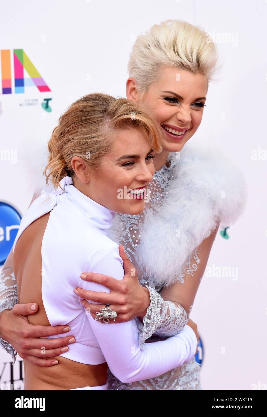Carissa Walford and Kate Peck arrives at the 28th ARIA Awards at The ...