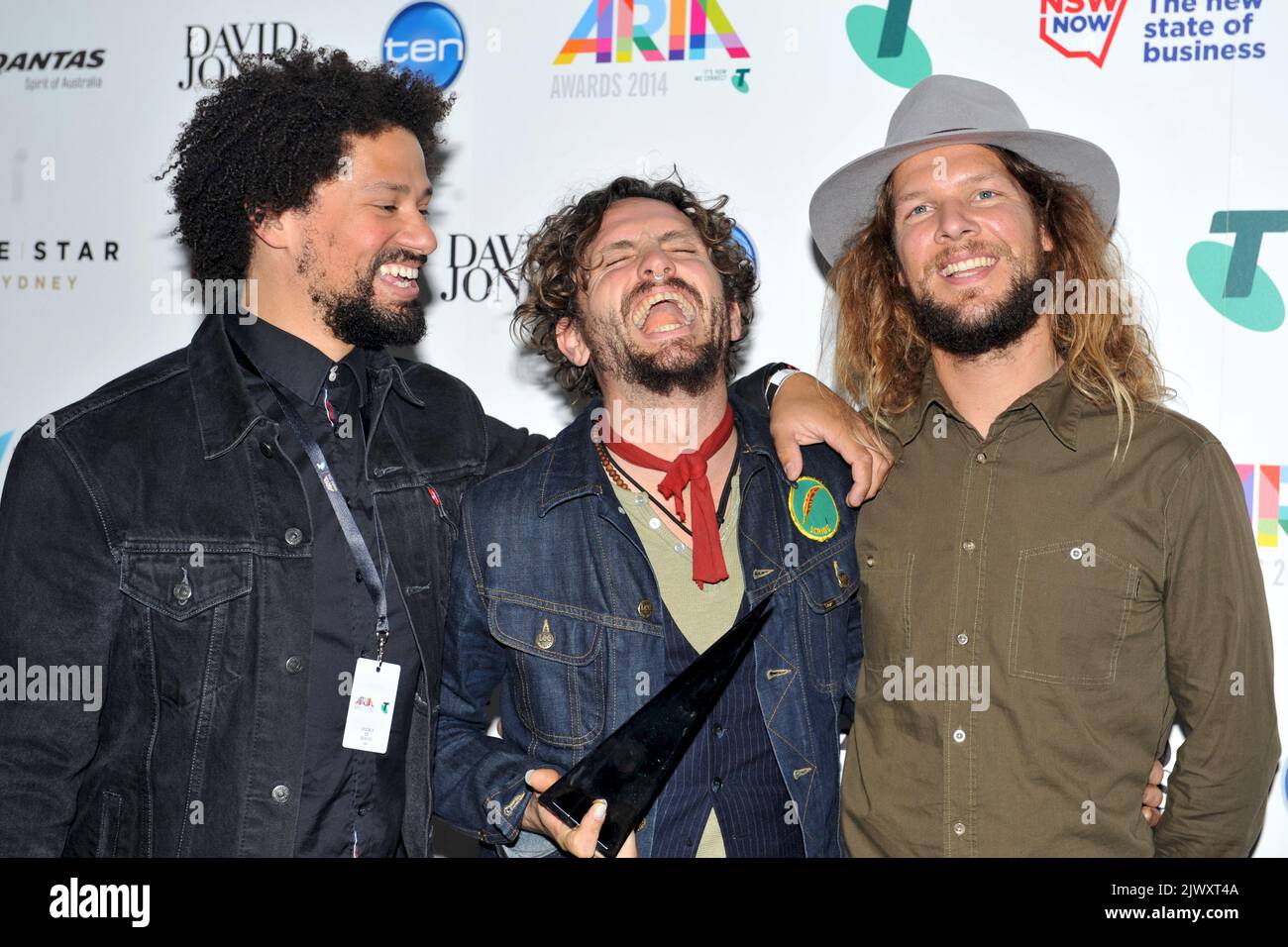 John Butler Trio poses for a photograph after winning the ARIA for Best ...