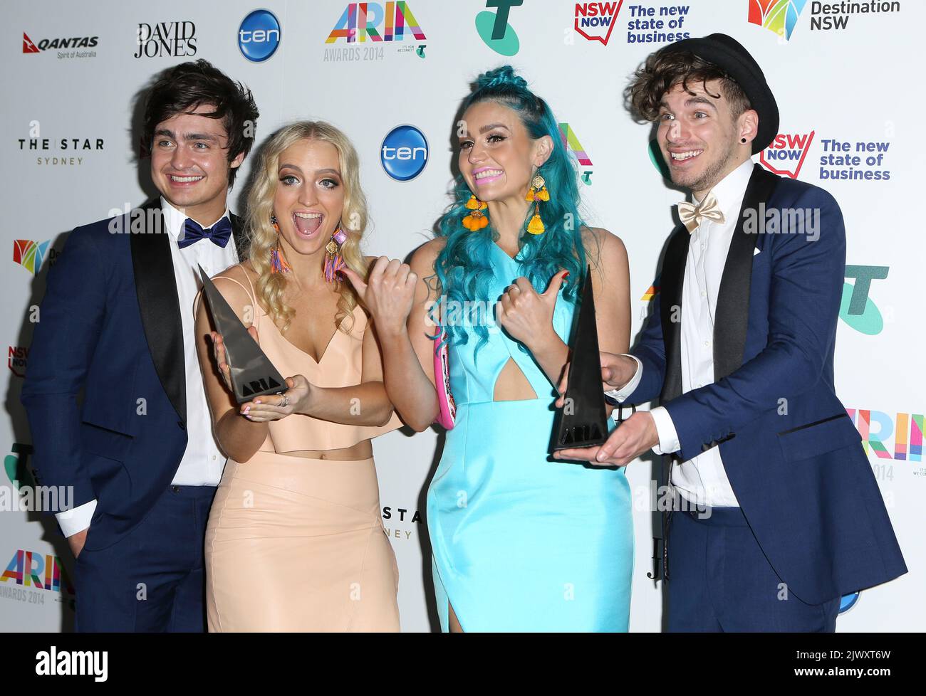 Members of the band Sheppard pose for a photograph after winning the ...
