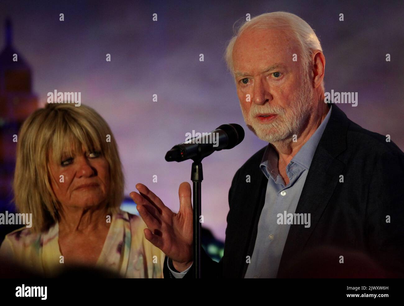 Margaret Pomeranz and David Stratton speak at the farewell party for ...