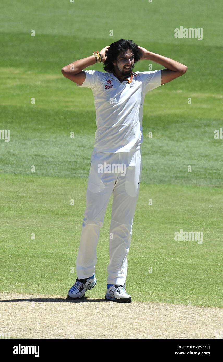Indian bowler Ishant Sharma reacts on day 4 of the first Test match ...