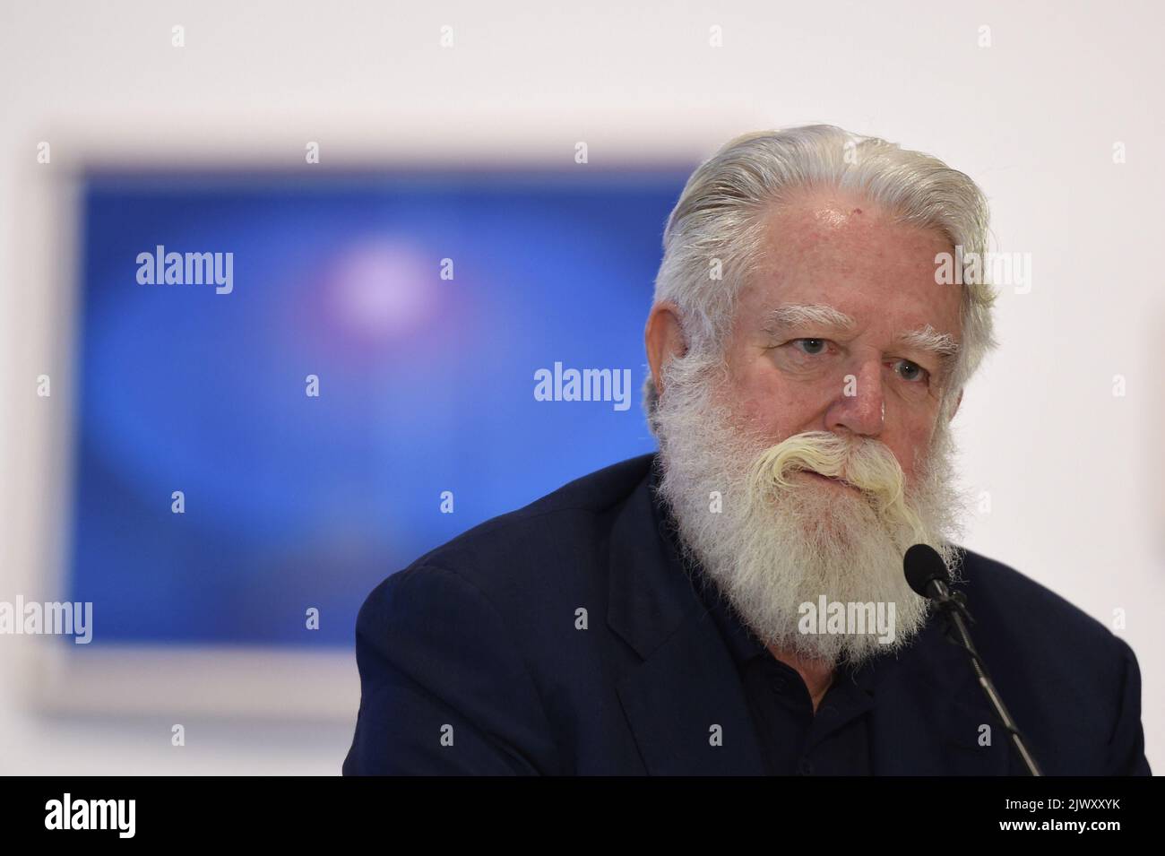 American artist James Turrell poses for photographs in front of the ...