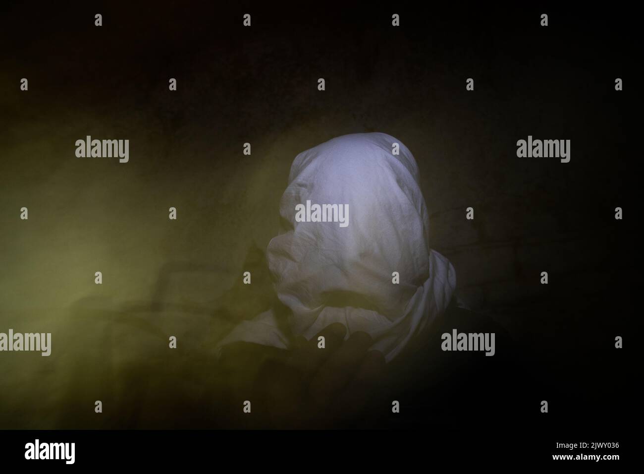 scary ghost in foggy night Halloween background Stock Photo - Alamy