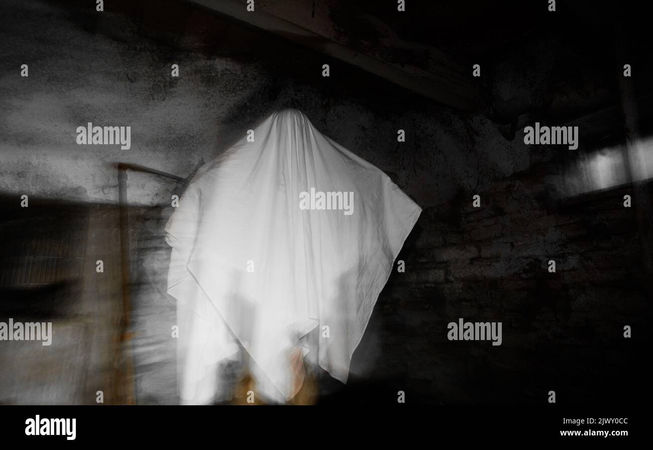 scary ghost in foggy night Halloween background Stock Photo - Alamy