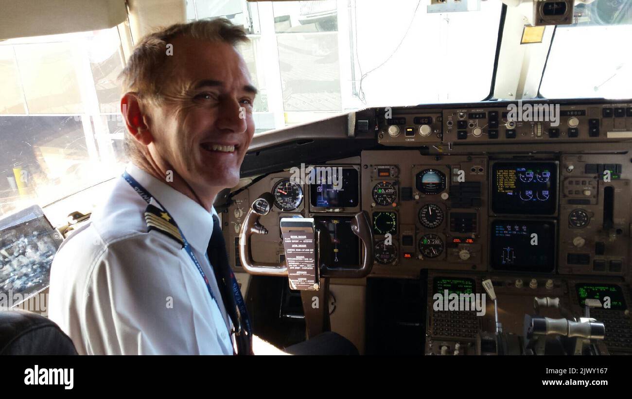 Captain Mike Galvin in the cockpit of Qantas' last Boeing 767, getting ...