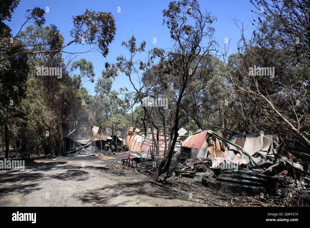 An image taken Sunday, Jan. 4. 2015 shows fire damage to property ...