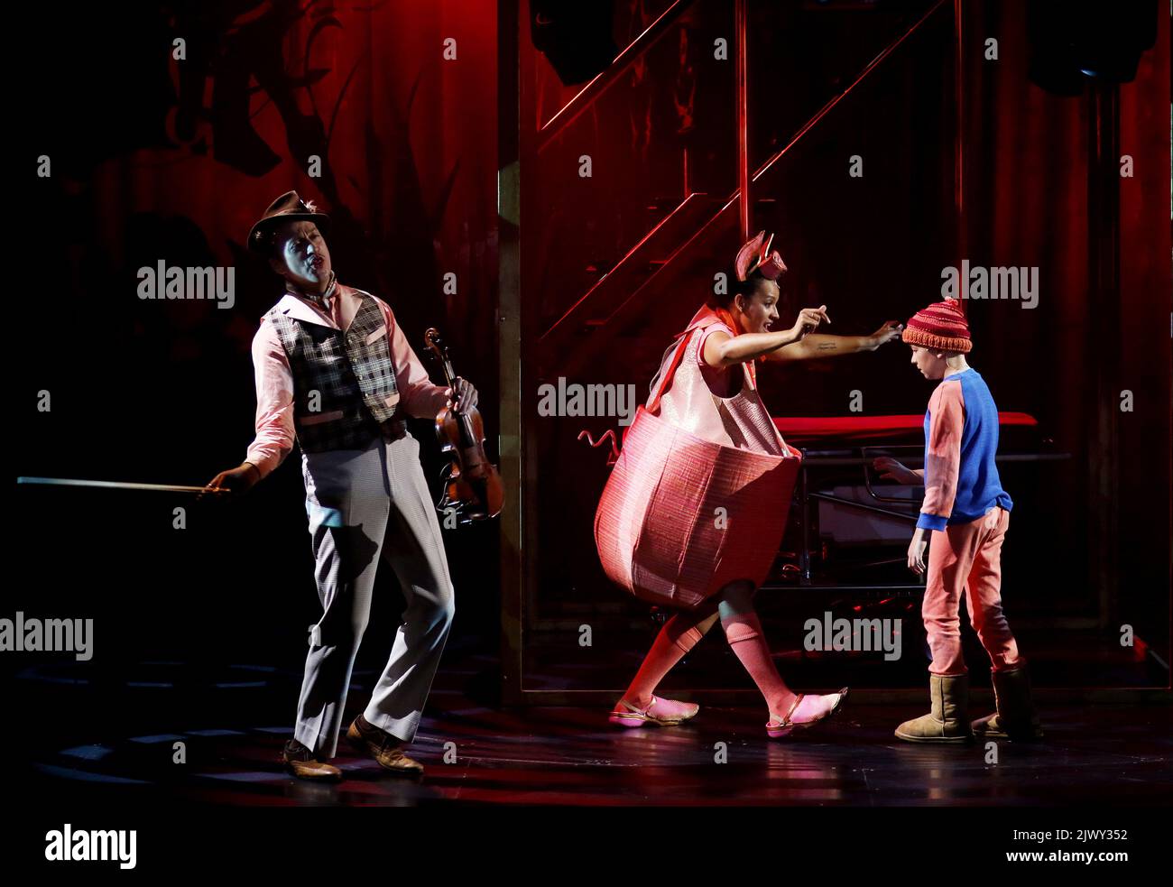 Cast members perform a scene from Masquerade at a media call at the ...